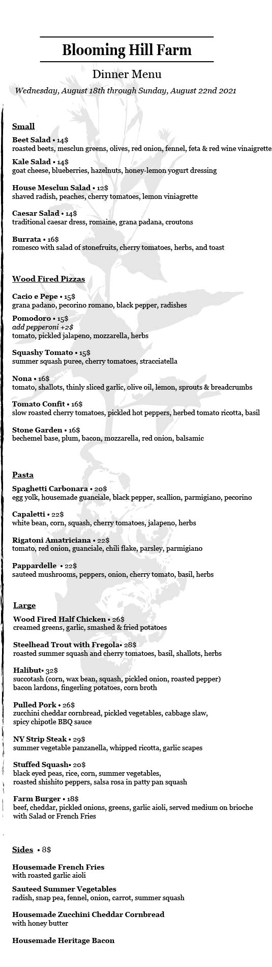 Blooming Hill Farm | Dining