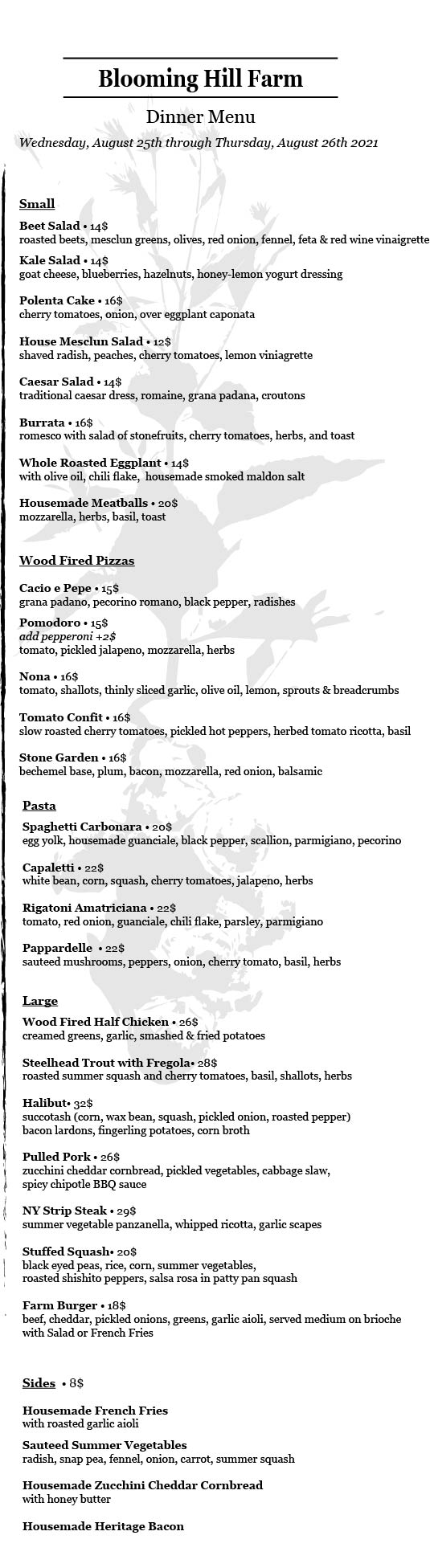 Blooming Hill Farm | Dining